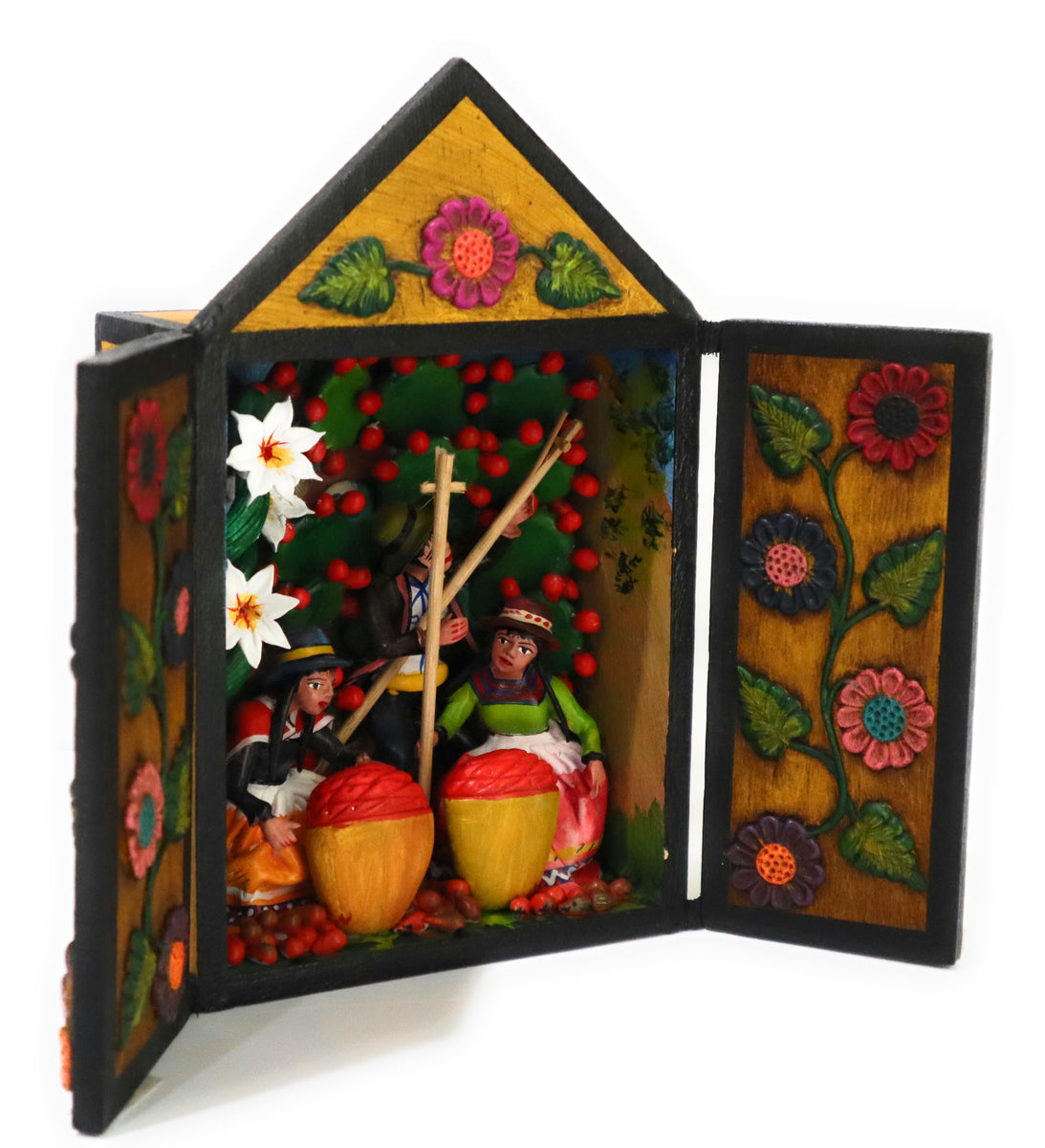Diorama Retablo Wood Box Harvesting of Prickly Pear Cactus Fruit "Tuna ...